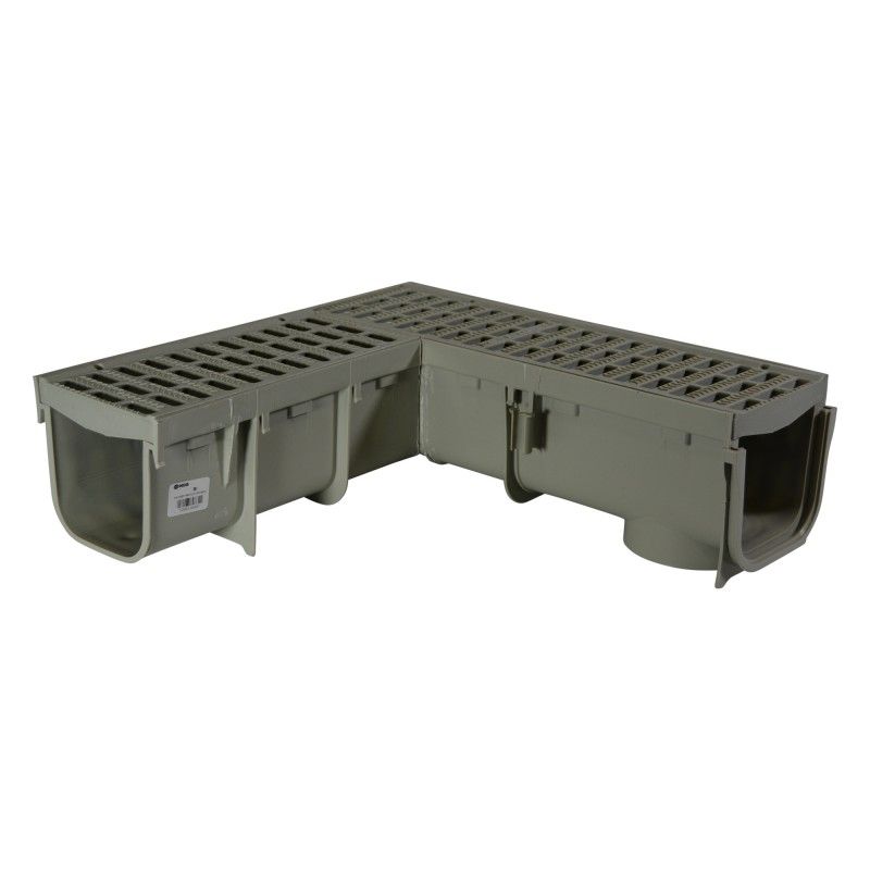 NDS 5" Pro Series Deep Profile Grate and Channel Drain 90-degree Elbow ...